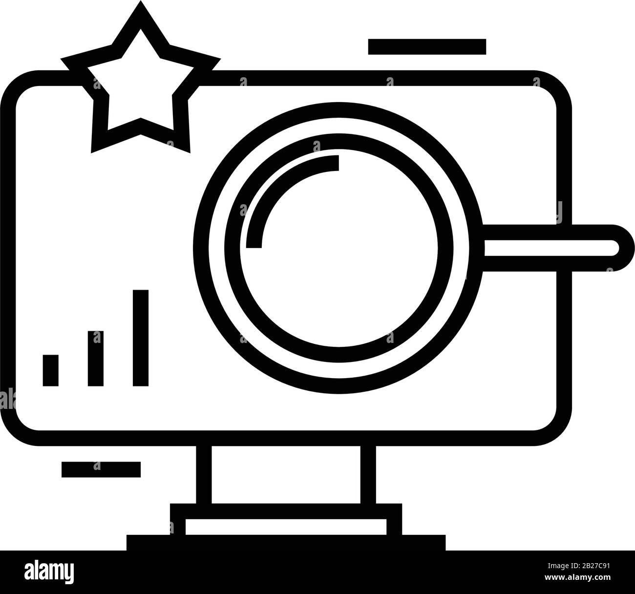 Searching new line icon, concept sign, outline vector illustration ...