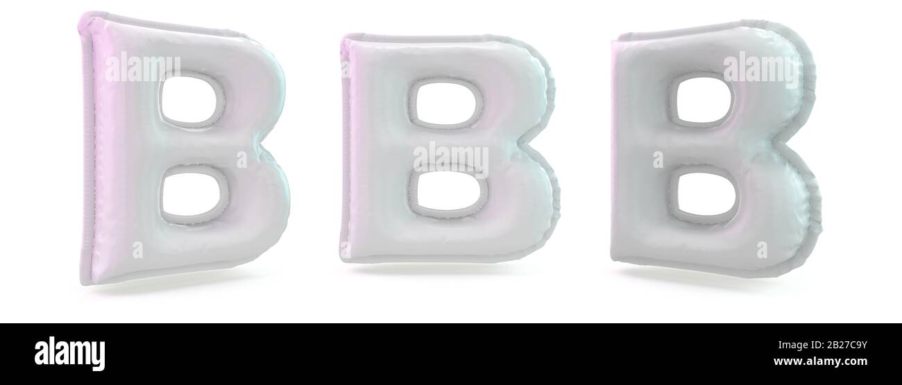Capital letter B. Uppercase. Inflatable white balloon on background. 3D ...