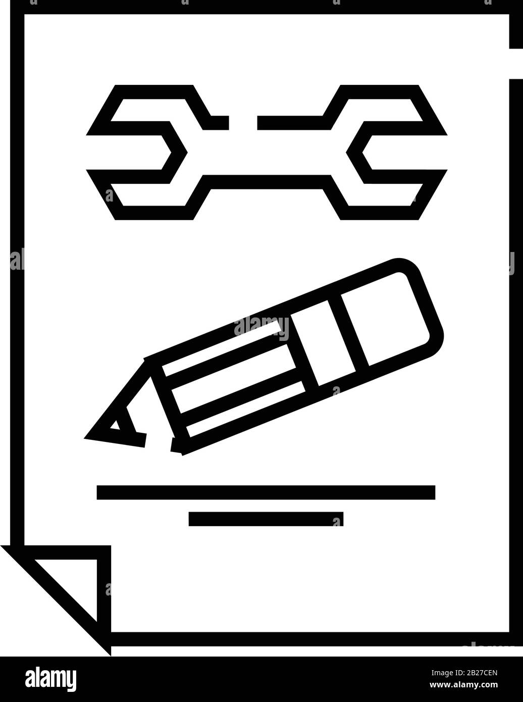 Settings report line icon, concept sign, outline vector illustration ...
