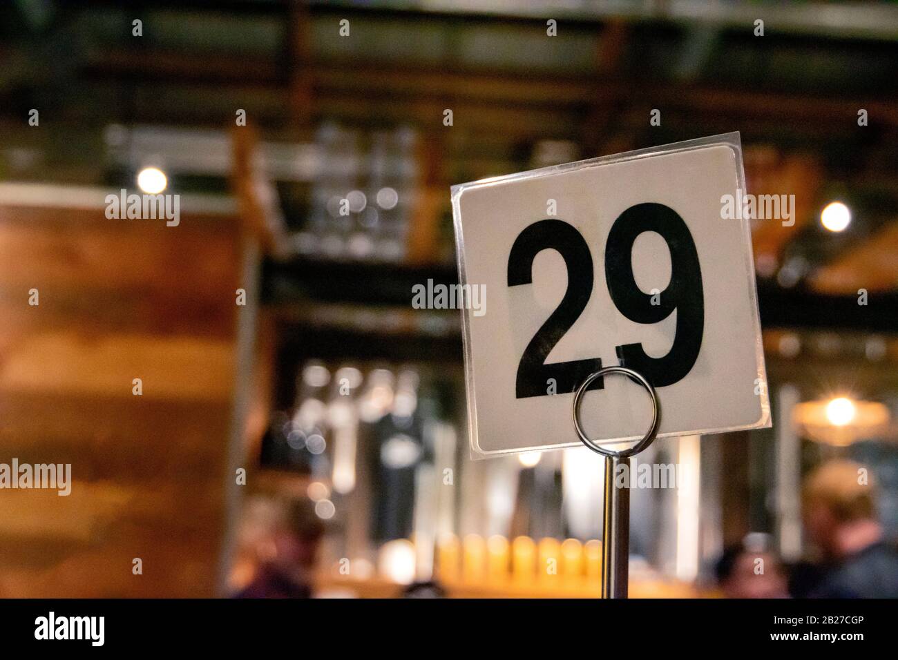 Laminated Number 29 Twentynine Table Marker at an obscure restaurant ...