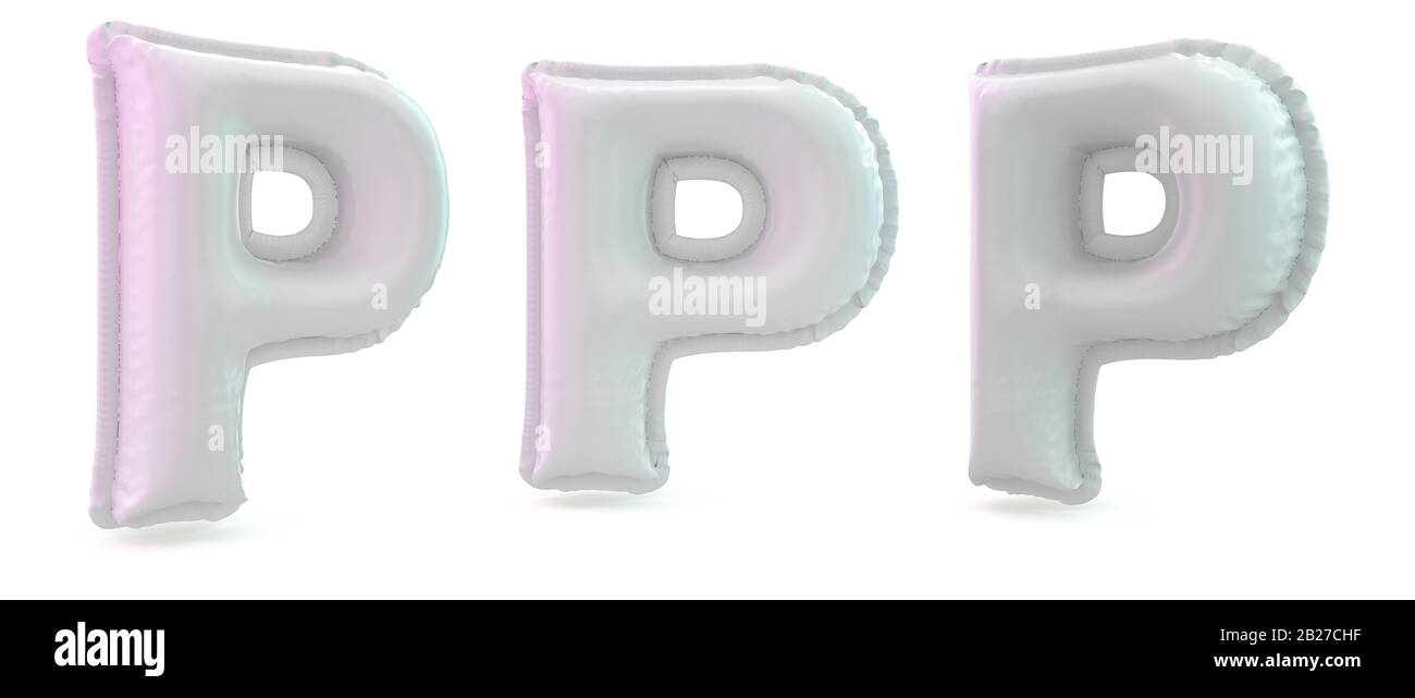 Capital letter P. Uppercase. Inflatable white balloon on background. 3D ...