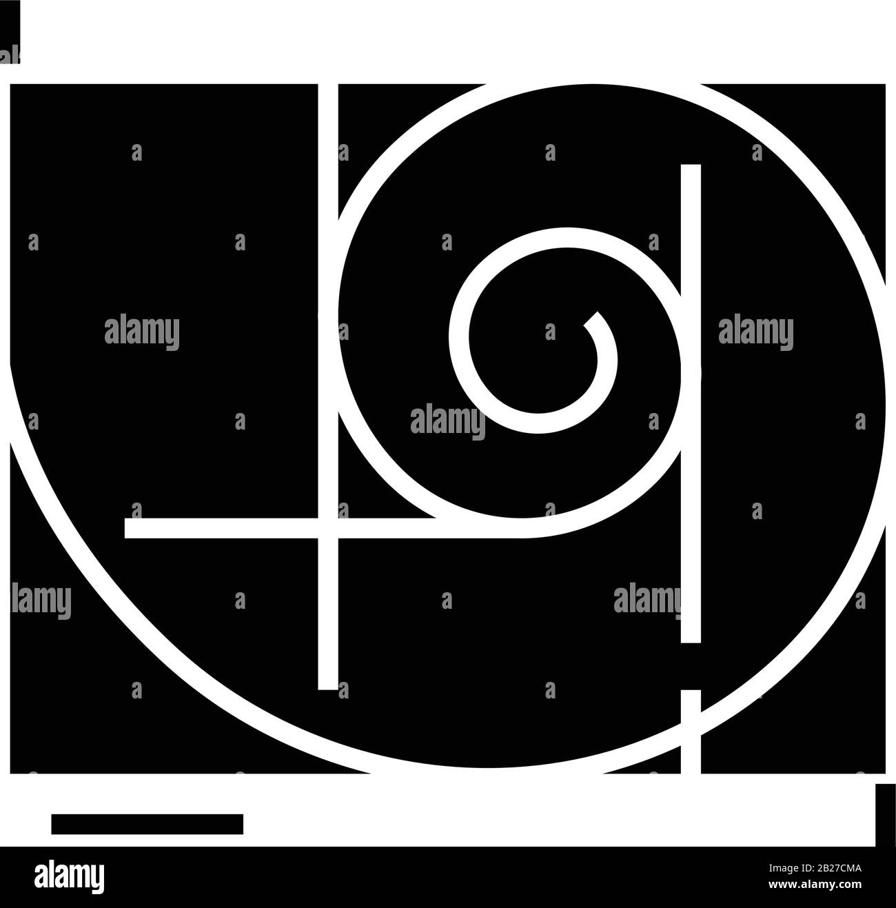 Golden ratio black icon, concept illustration, vector flat symbol ...