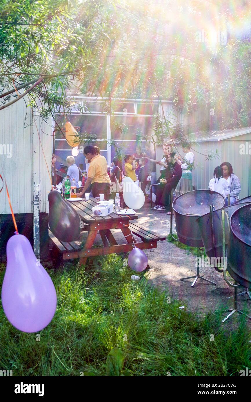 Primary school social evening and barbecue, London, UK Stock Photo - Alamy