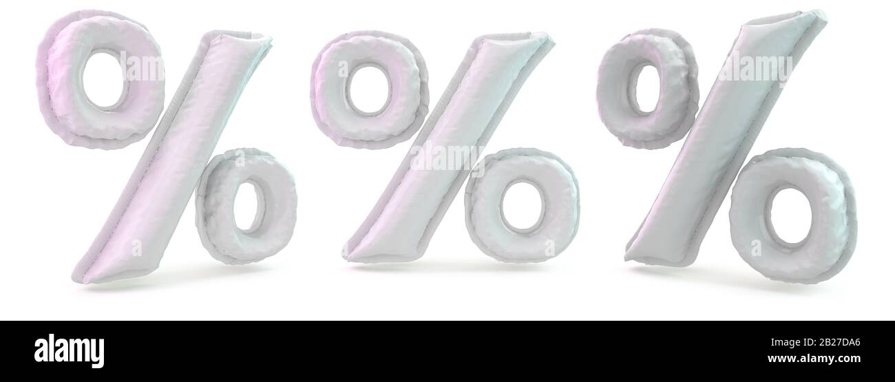Percent symbol. Digital sign. Inflatable white balloon on background ...