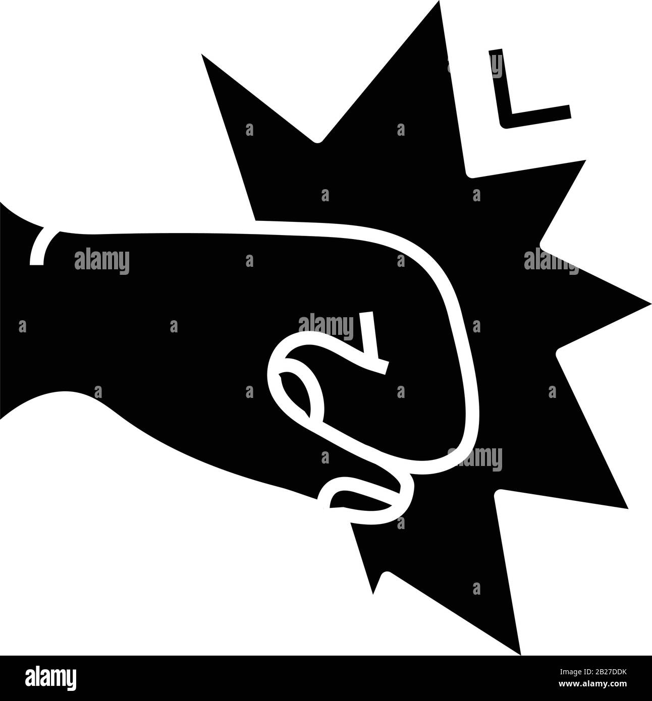 Hit black icon, concept illustration, vector flat symbol, glyph sign ...