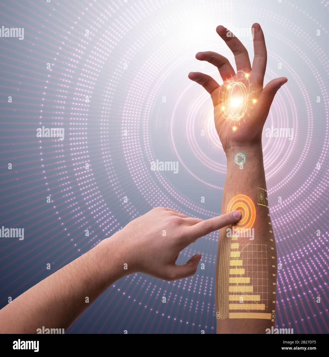 The human robotic hand in futuristic concept Stock Photo - Alamy