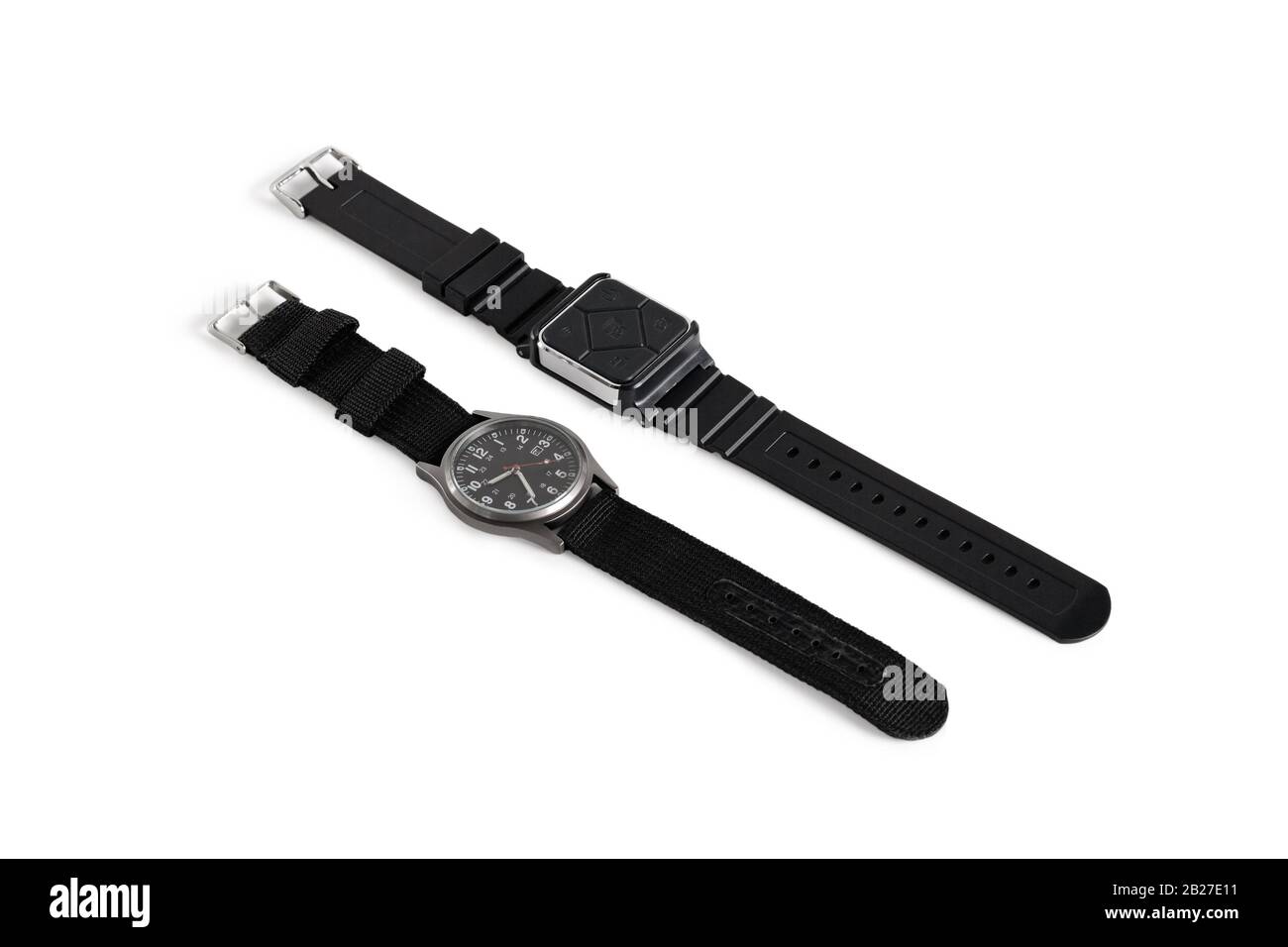 Wrist remote control and watch. Isolated on white background Stock ...