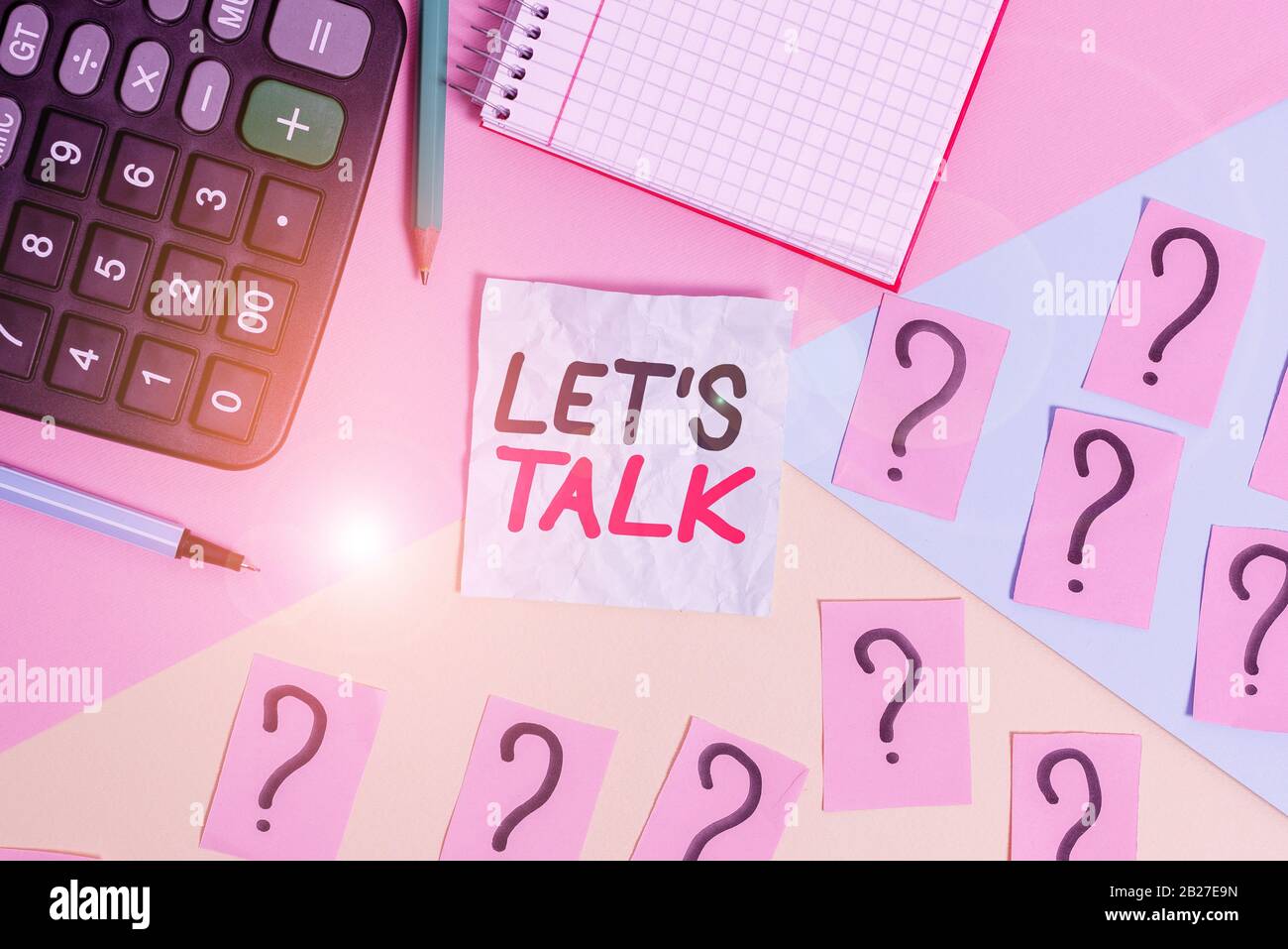 Writing note showing Let Talk. Business concept for to discuss ...