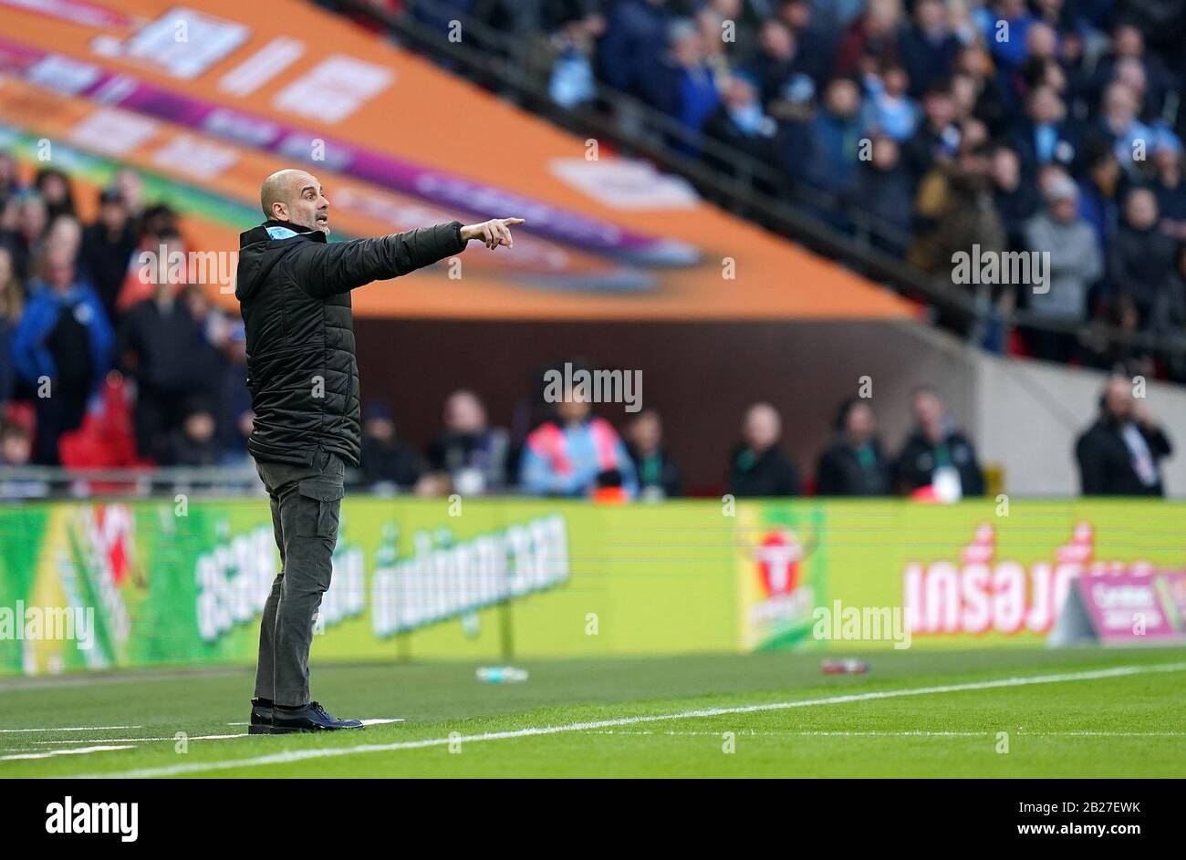 Manchester City manager Pep Guardiola on the touchline during the ...