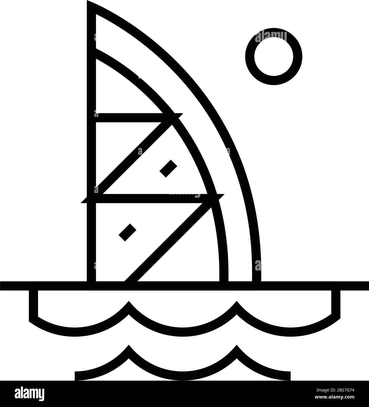 Sailing line icon, concept sign, outline vector illustration, linear ...