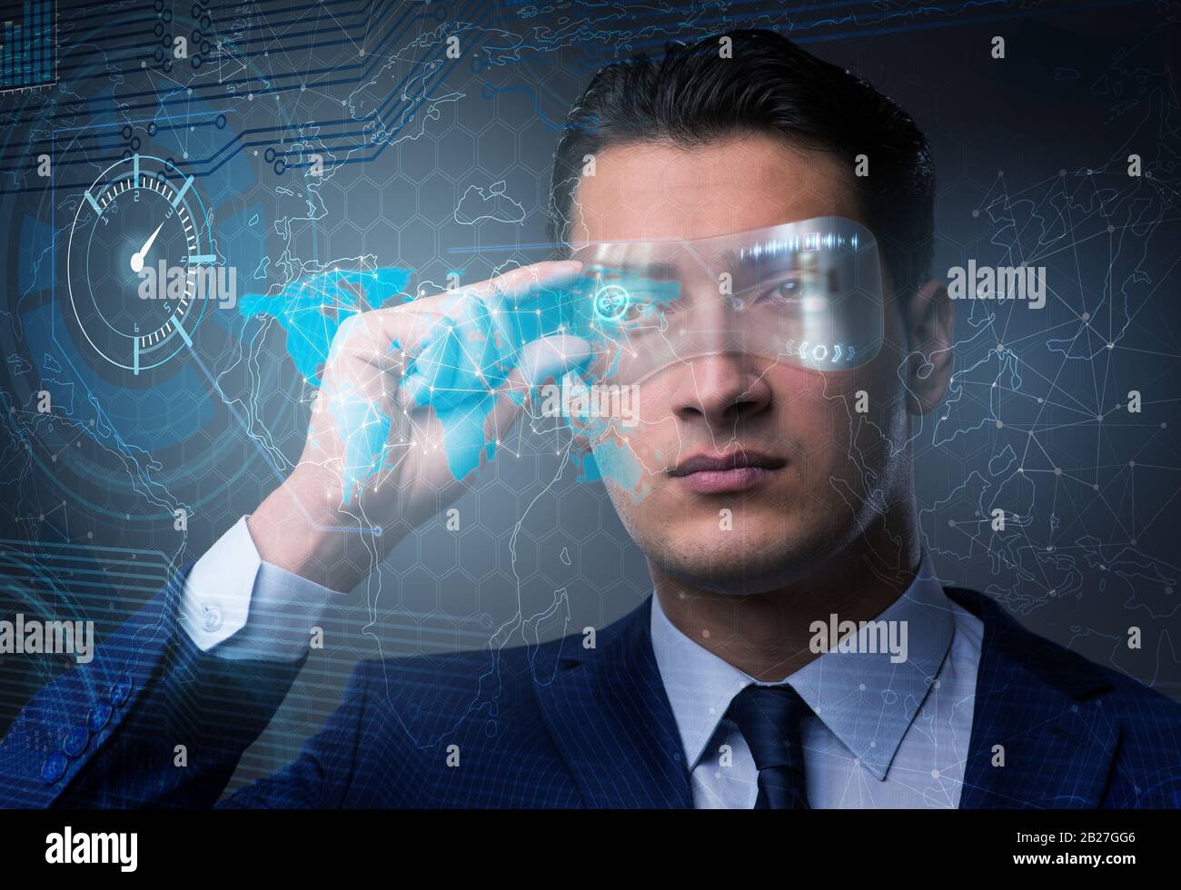 The futuristic vision concept with businessman Stock Photo - Alamy