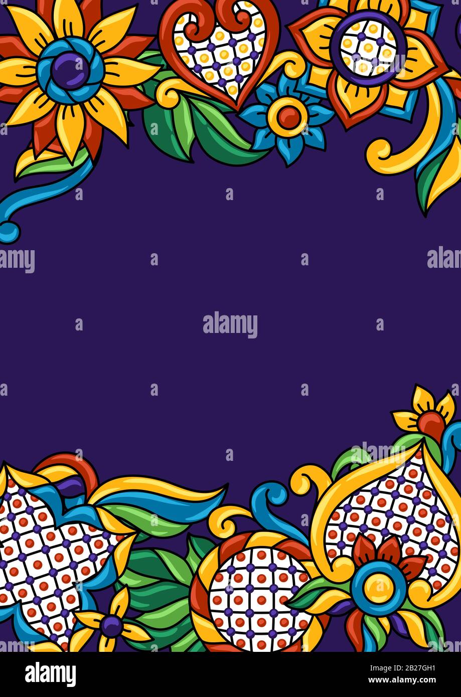 Background with mexican talavera pattern. Decoration with ornamental ...