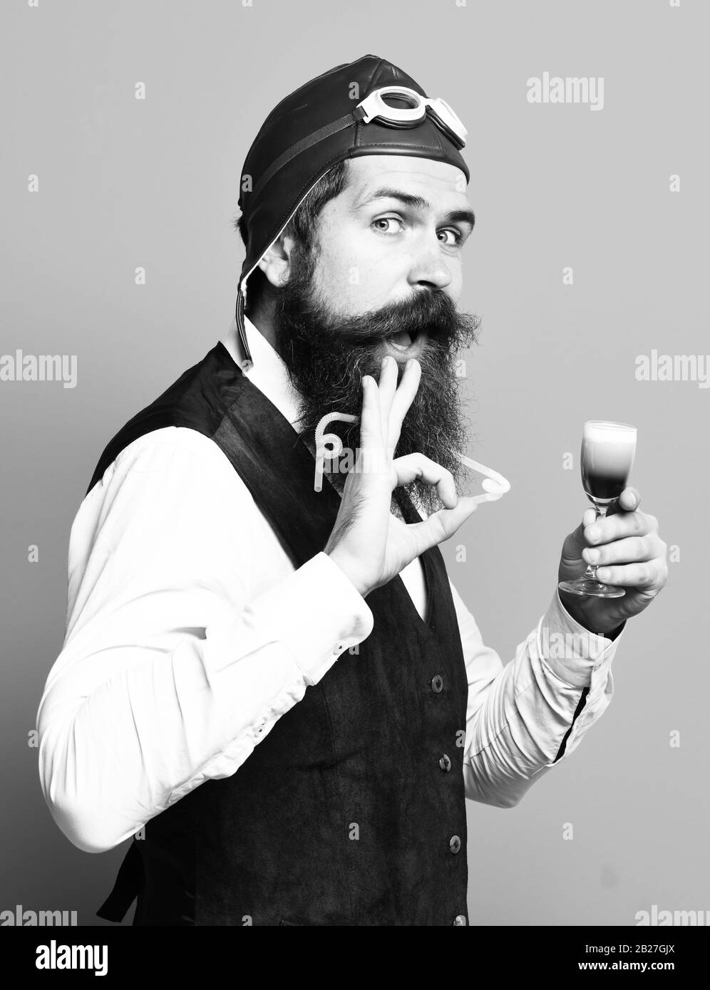 Bearded man in blue hat Black and White Stock Photos & Images - Alamy