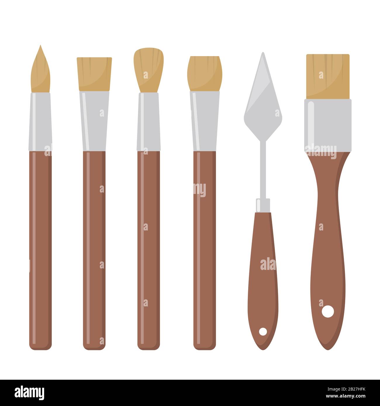 Tools for painting. Paint brushes, various forms. Different artist ...