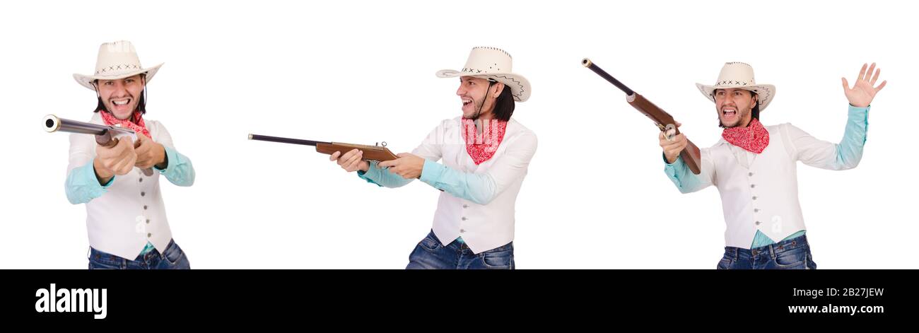 The cowboy isolated on the white background Stock Photo - Alamy