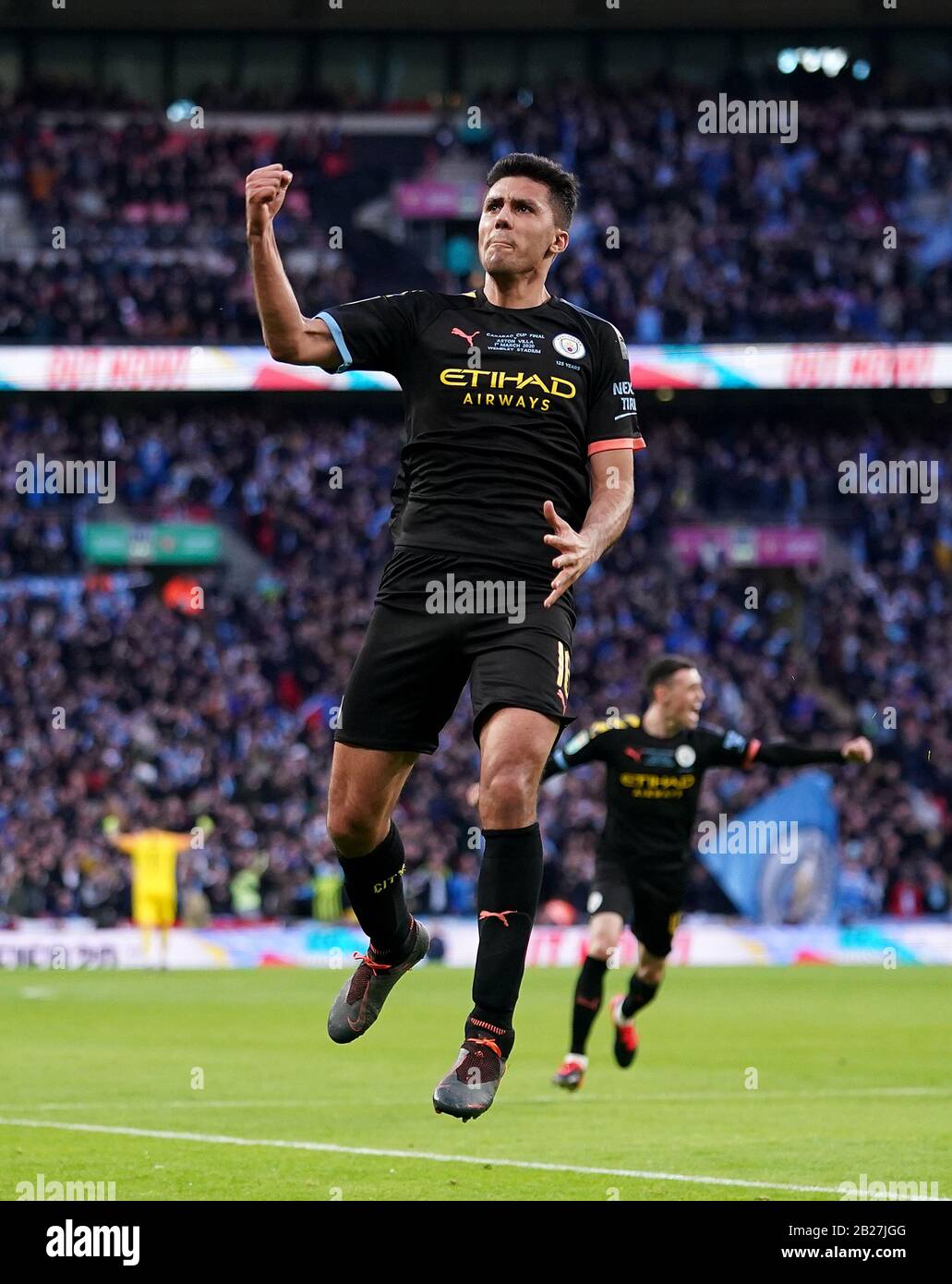 Manchester City's Rodri celebrates scoring his side's second goal of ...