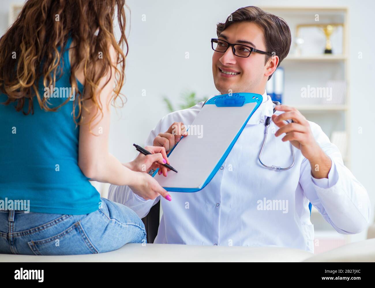 Patient visiting doctor for annual regular check-up in hospital clinic ...