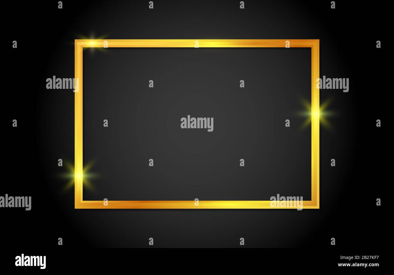 Gold shiny frame with shadows on background. Vector illustration Stock ...