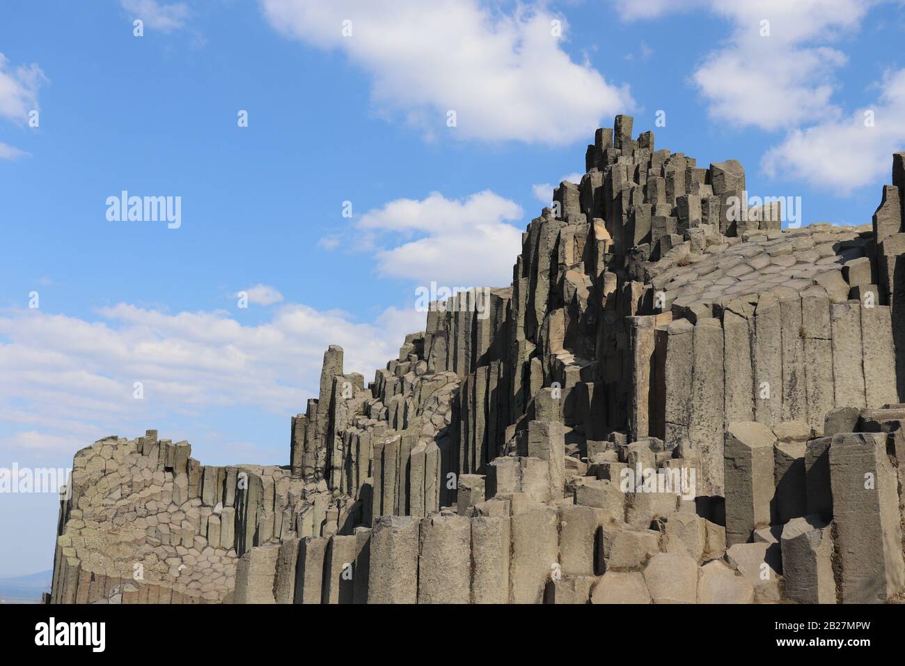 Columnat basalt formation at Panská skála protected natural landmark ...