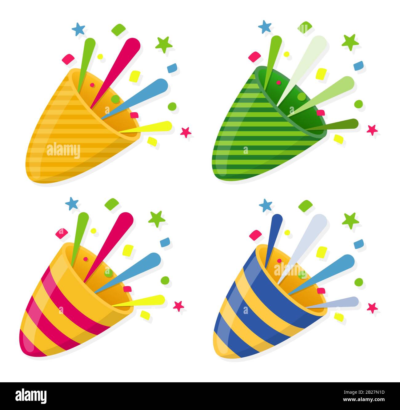 Celebrate party poppers with confetti, for festive congratulations and ...