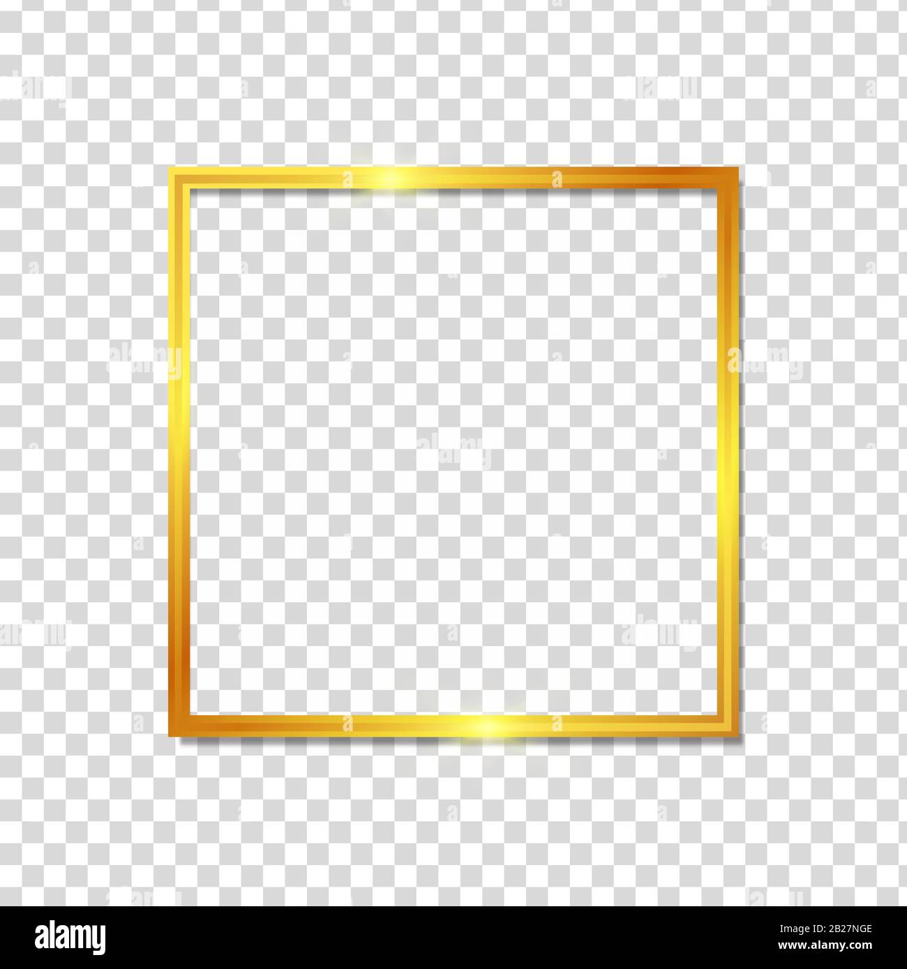 Gold shiny frame with shadows on background. Vector illustration Stock ...