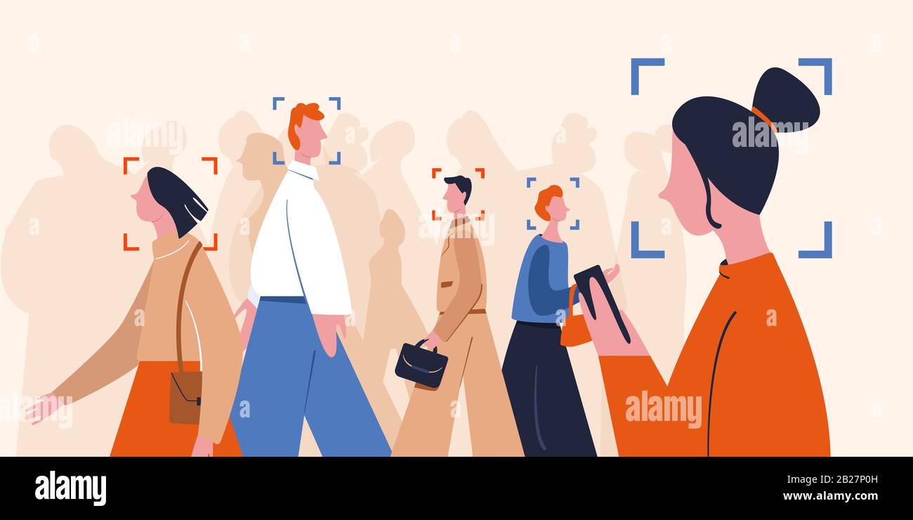 Crowd different colored people recognition face using modern ...