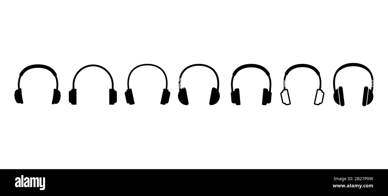Headphone icons set on white background. Vector illustration Stock ...