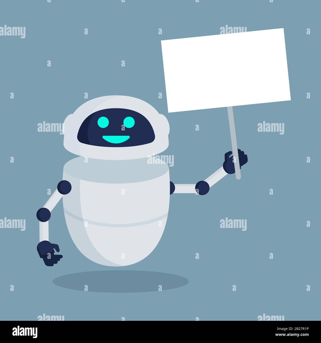 Smiling robot with signboard. Vector flat icon Stock Vector Image & Art ...