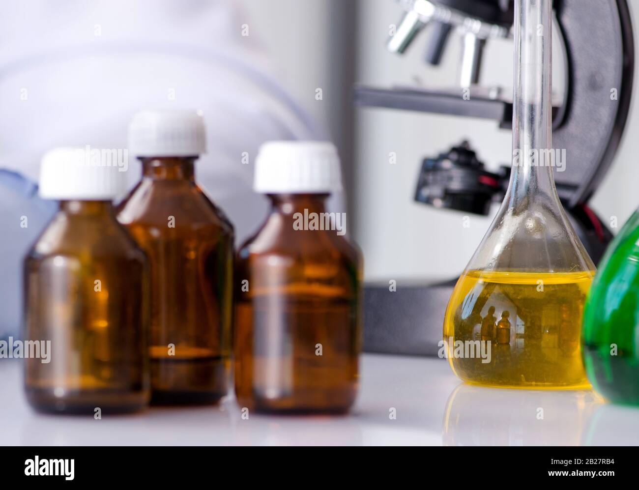 The chemical bottles in the lab Stock Photo - Alamy
