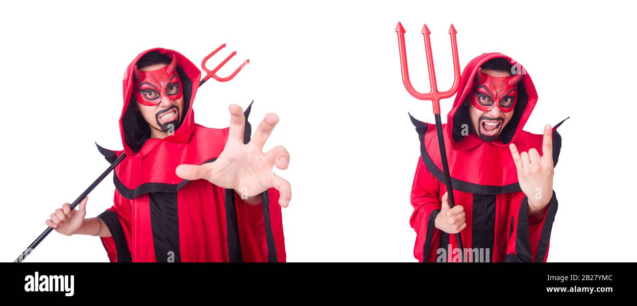 The man devil in red costume Stock Photo - Alamy