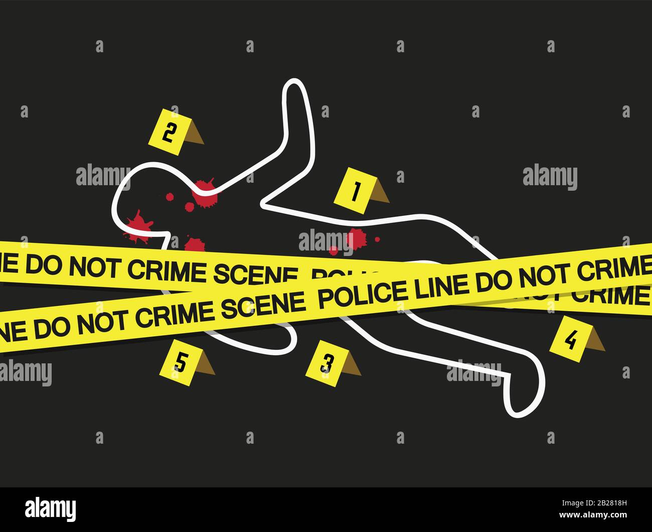 Crime scene with police tape flat icon. Vector illustration Stock ...