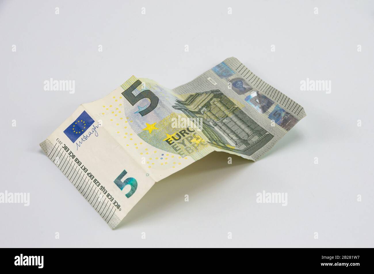 Five euro for the euro area on white background, 5 Stock Photo - Alamy