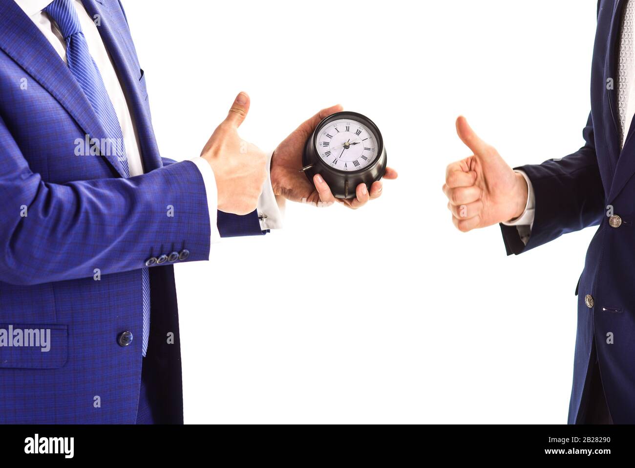 Hands of two caucasian men with thumbs up gesture on white background ...