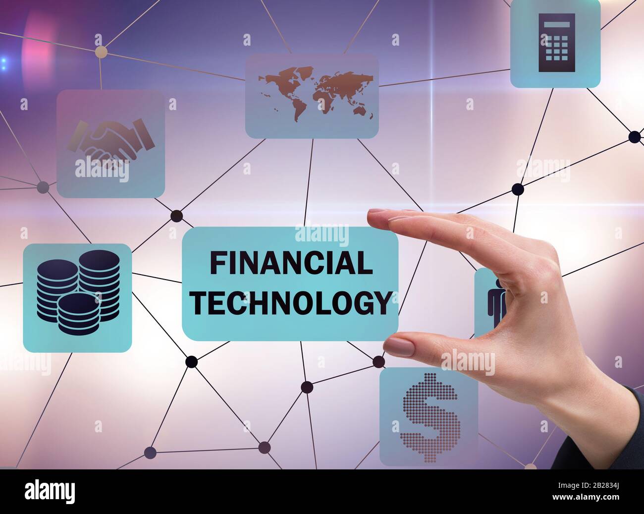 The hand holding financial technology fintech concept Stock Photo - Alamy