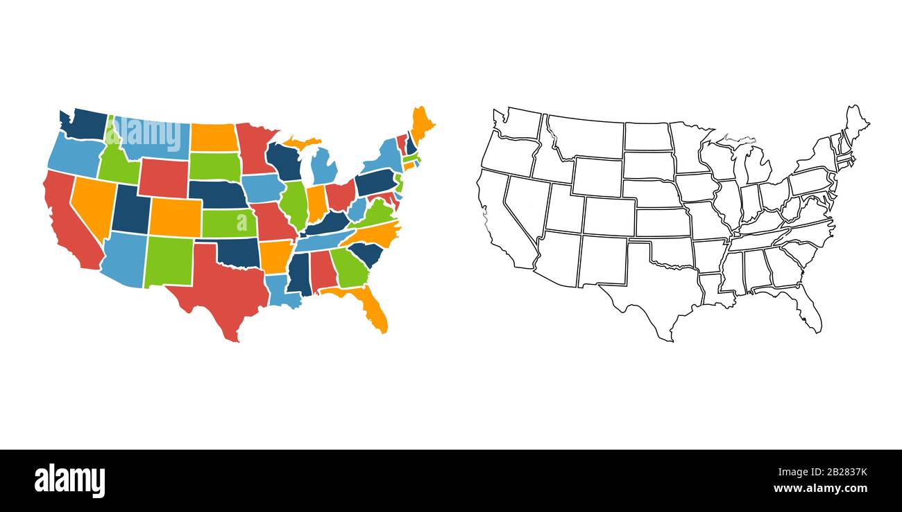 Colorful USA map with states. Vector illustration Stock Vector Image ...