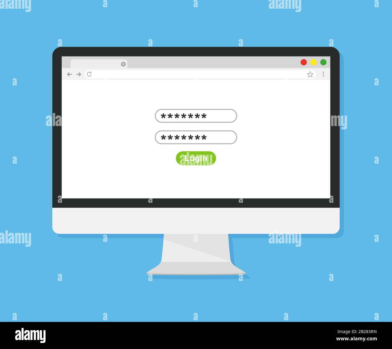 Pc with login form page on screen. Vector illustration Stock Vector ...