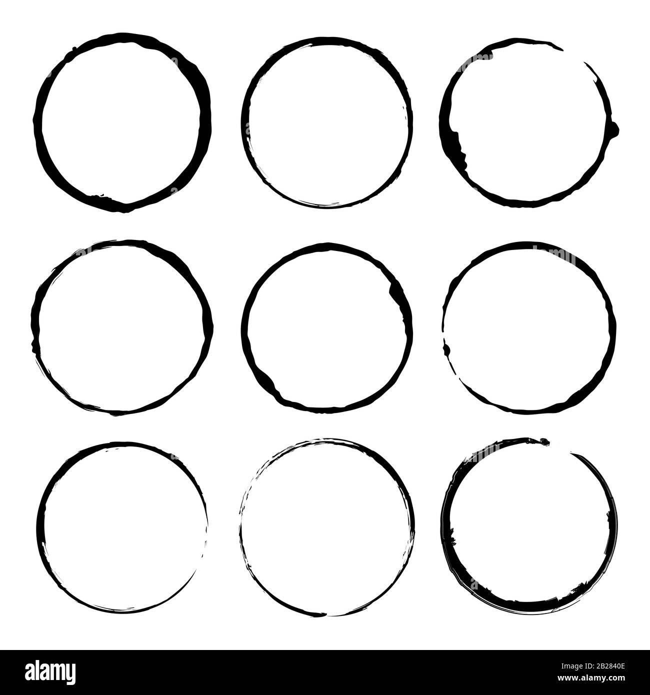 Grunge circle brush ink frames set. Vector set Stock Vector Image & Art ...