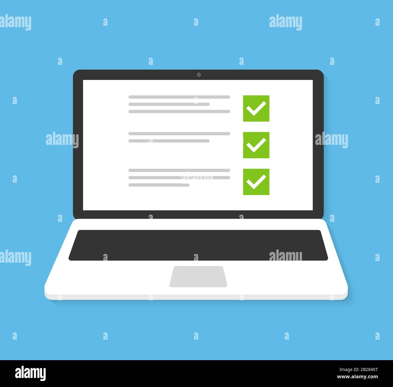 Laptop with checkbox screen. Flat icon vector Stock Vector Image & Art ...