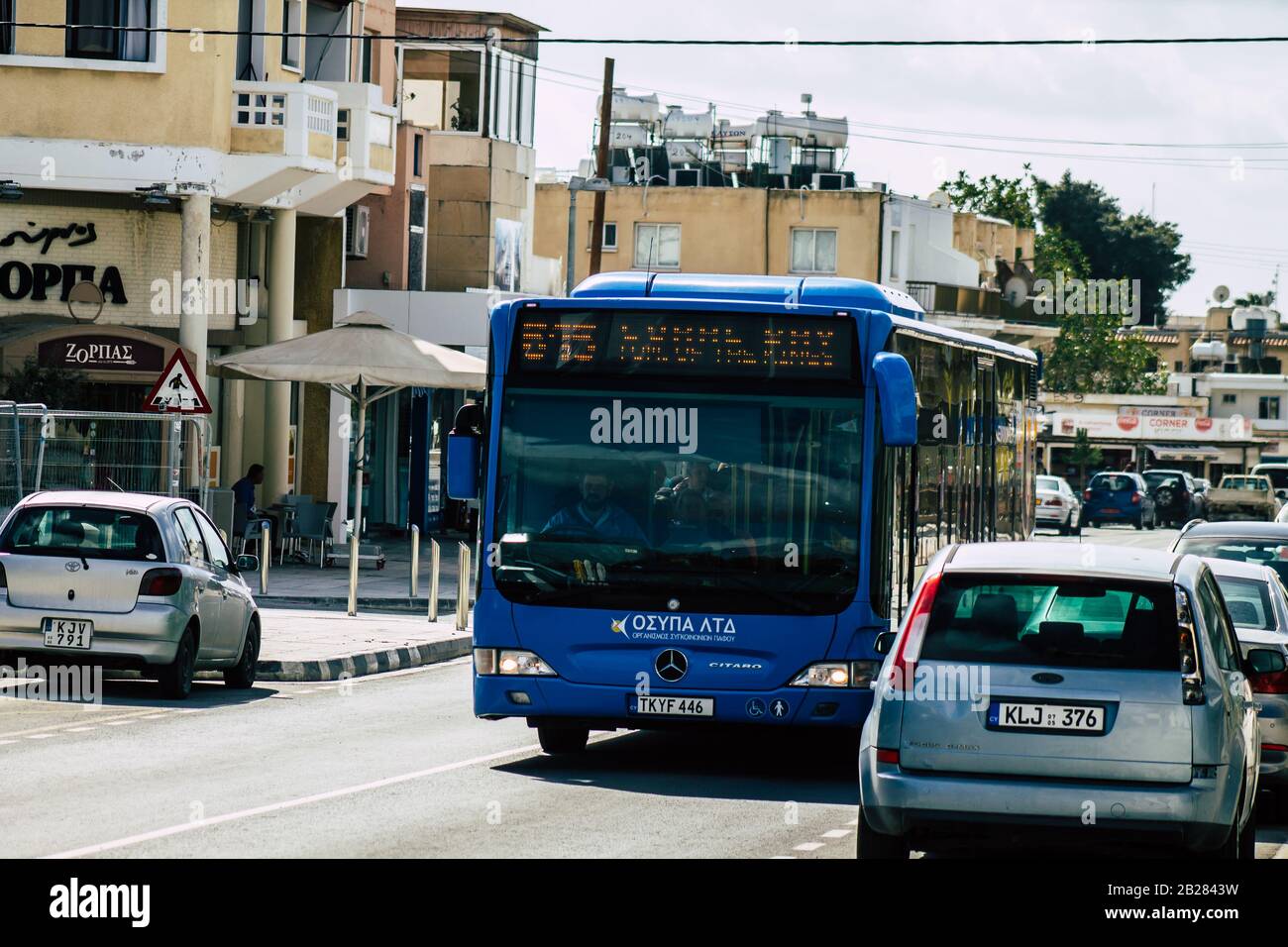 Paphos Cyprus February 29, 2020 View of a traditional public bus ...