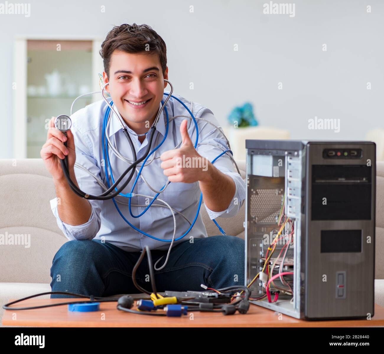 The it technician repairing broken pc desktop computer Stock Photo - Alamy