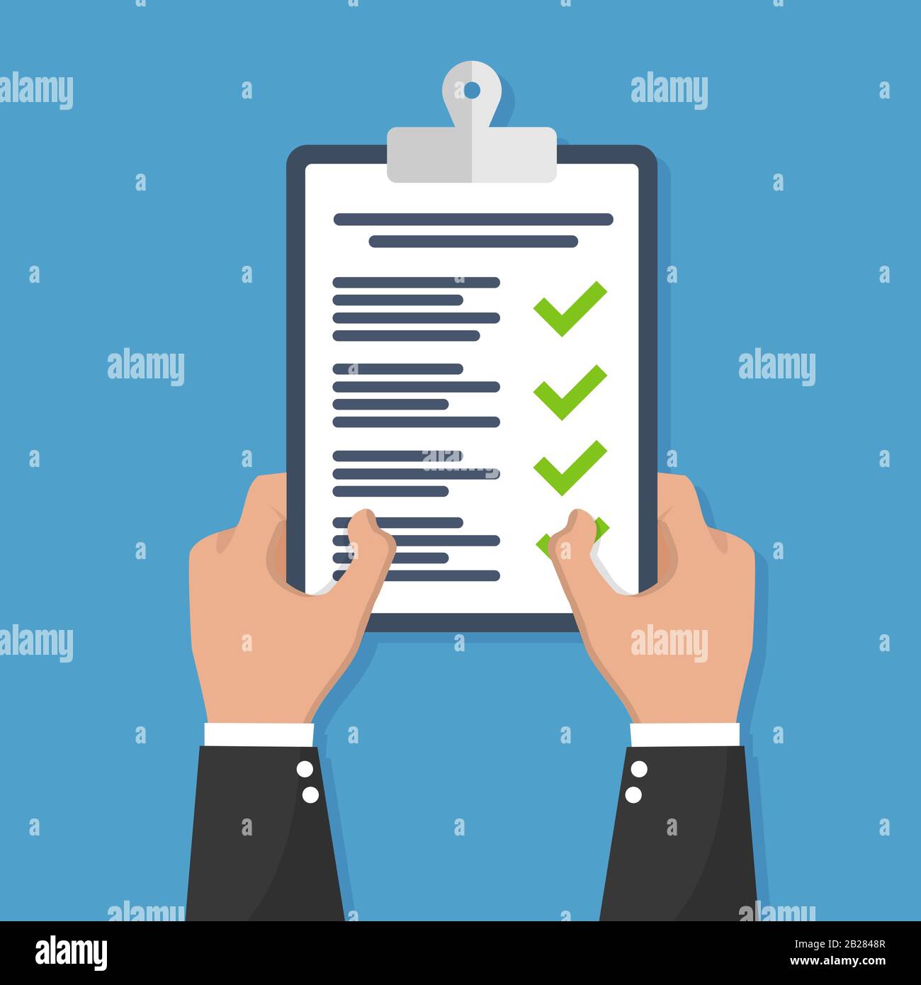 Hand holding clipboard with checklist Stock Vector Image & Art - Alamy