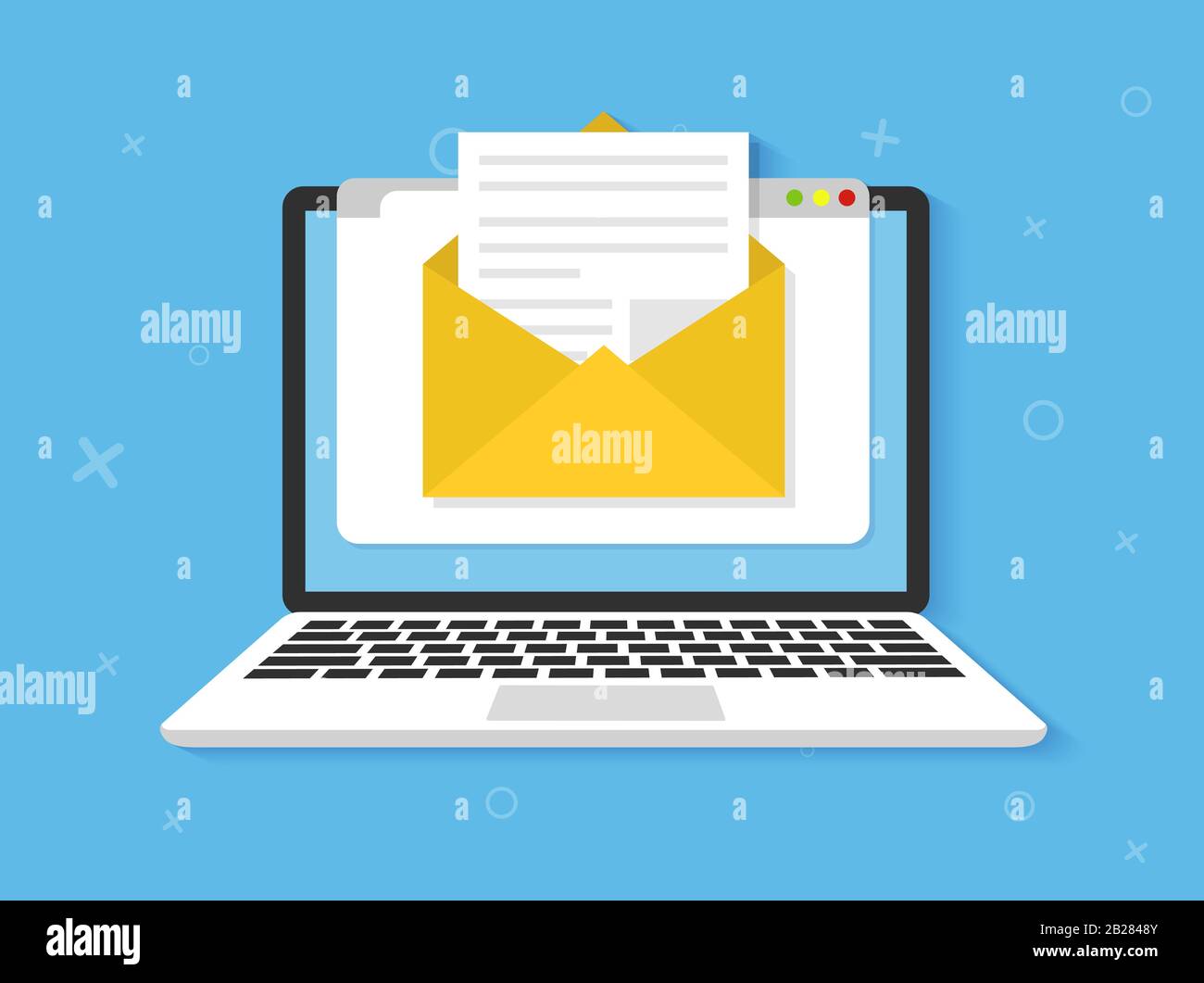 Laptop with envelope on screen. E-mail, email icon flat Stock Vector ...