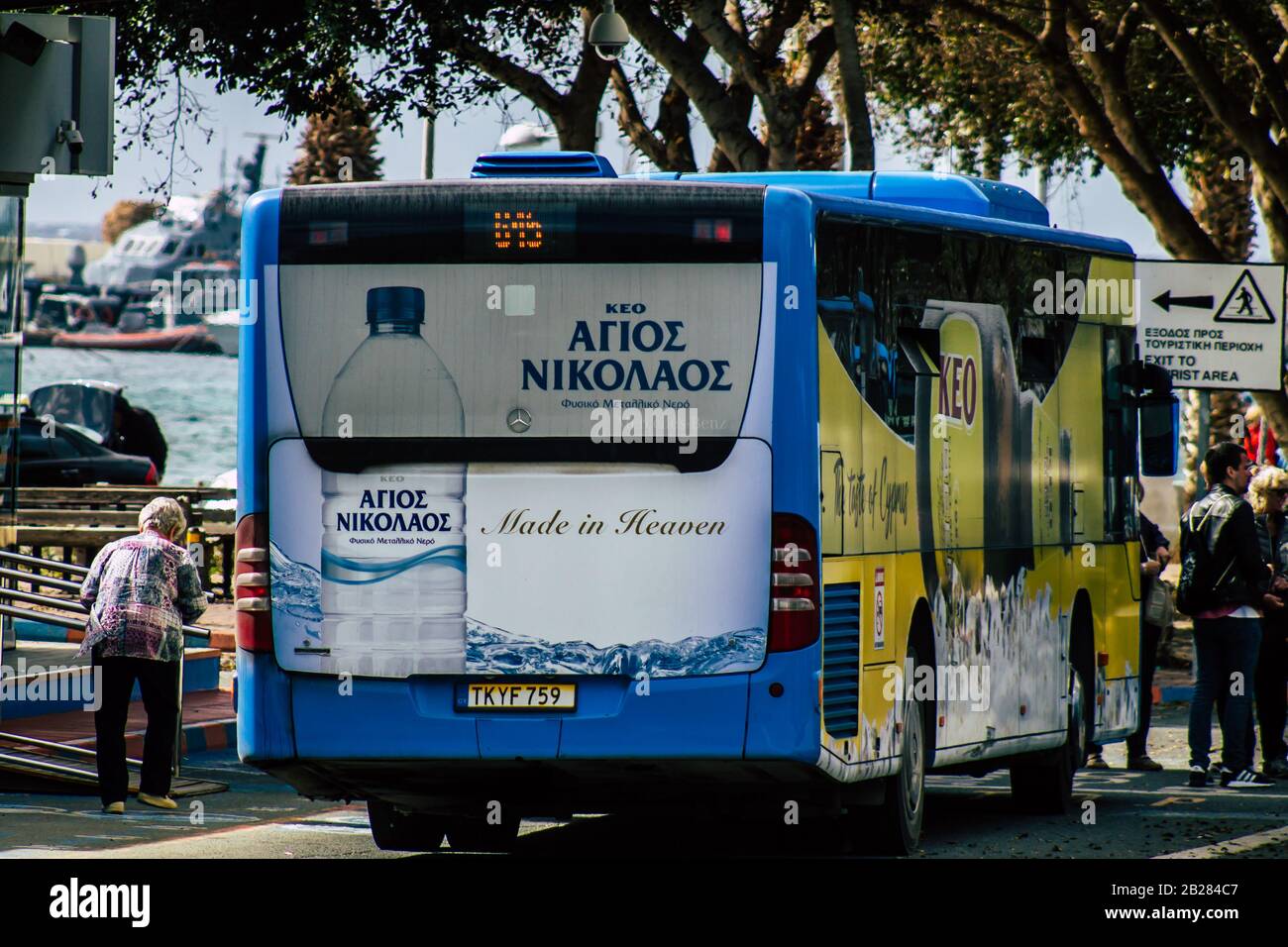 Paphos Cyprus February 29, 2020 View of a traditional public bus ...
