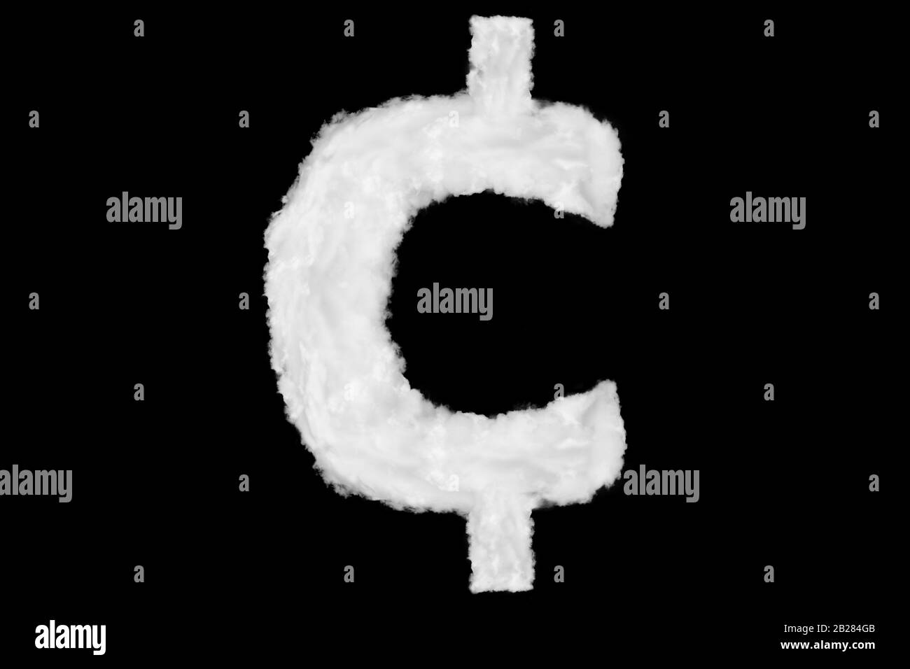 USD cent currency sign element made of clouds on black background ready ...