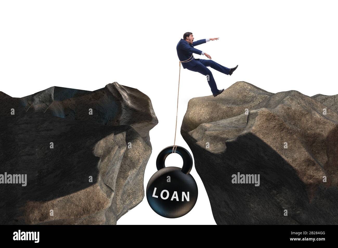 The concept of debt and load with businessman Stock Photo - Alamy