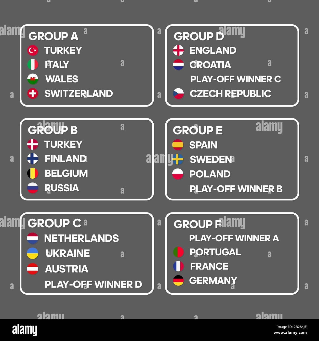 Football qualification groups. Vector country flags Stock Vector Image ...