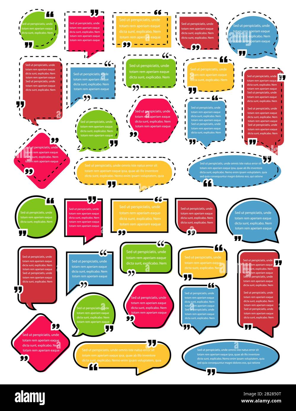 Speech bubbles with quote marks. Vector illustration Stock Vector Image ...
