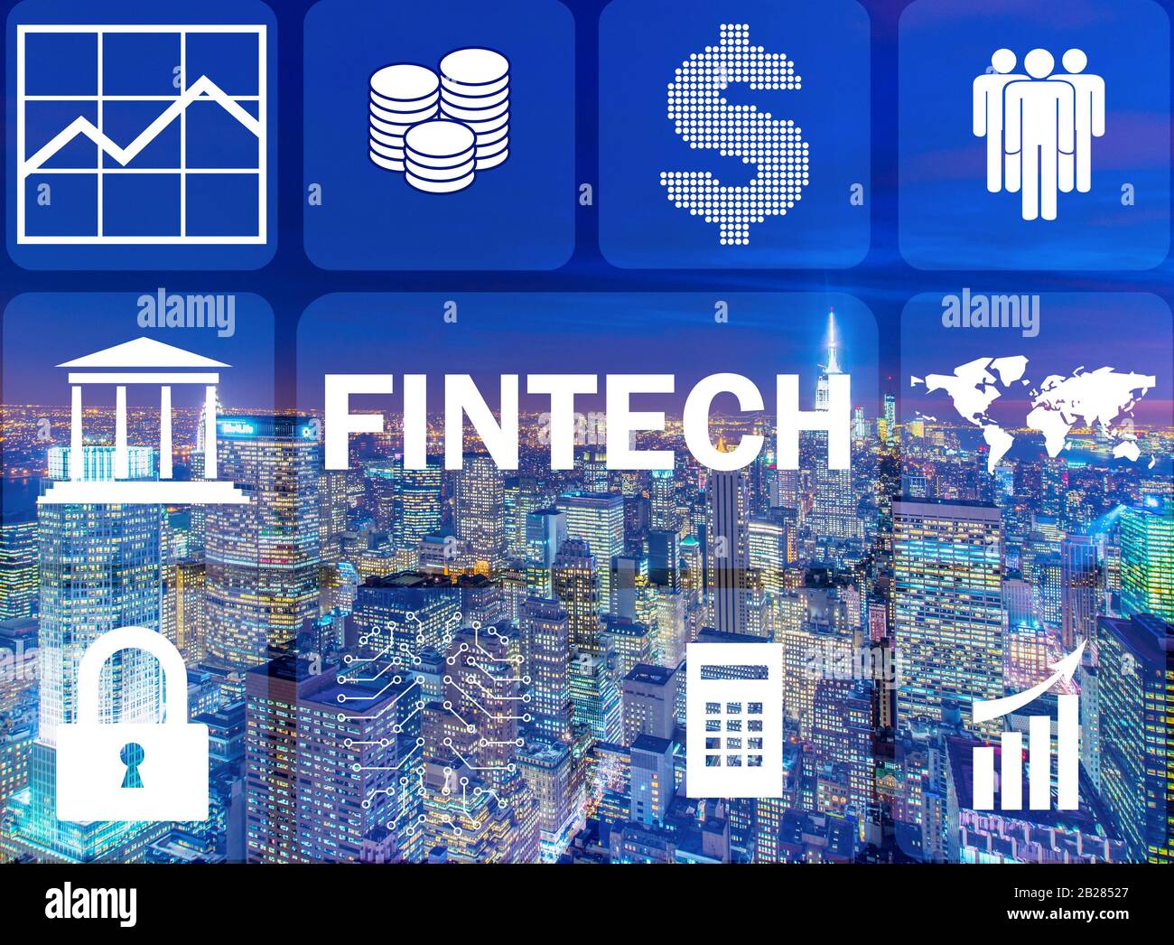 The smart city concept with fintech financial technology concept Stock ...