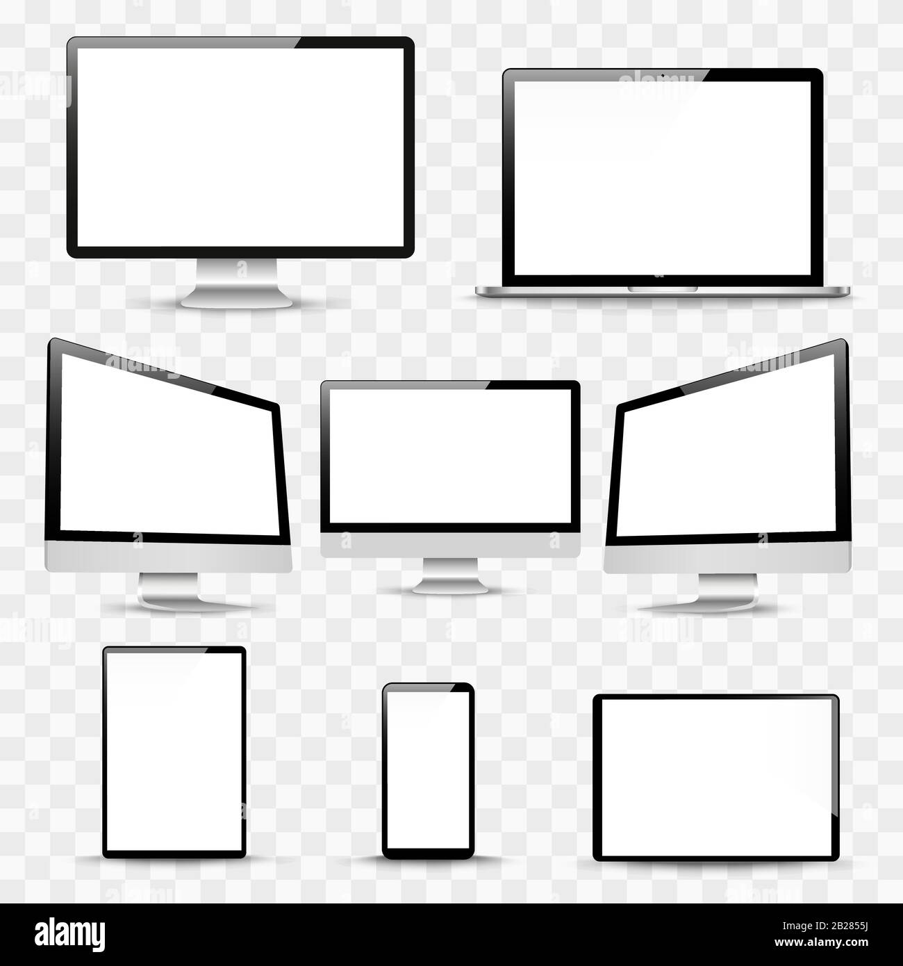 Realistic vector. Device set: monitor laptop, tablet and phone template ...