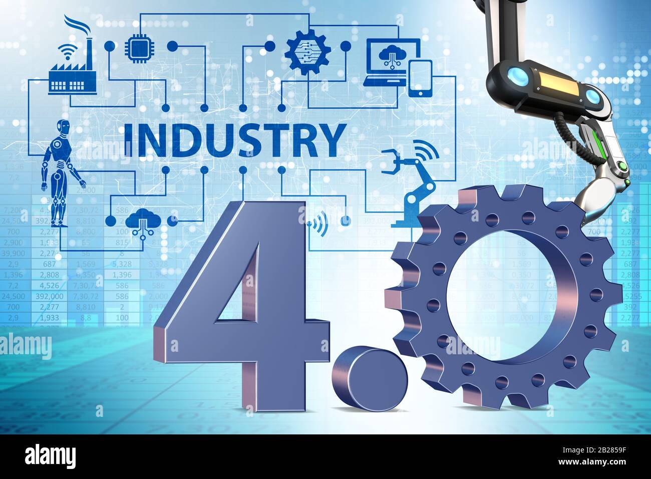 The industry 4.0 concept with various stages - 3d rendering Stock Photo ...